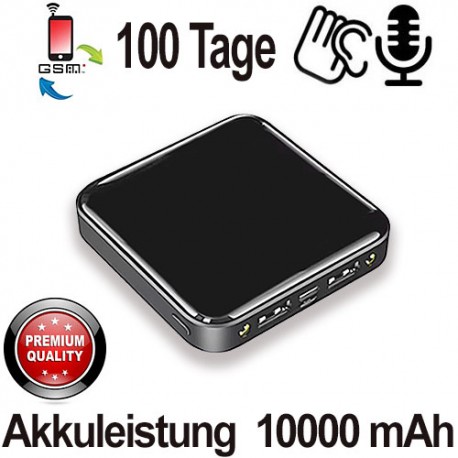 GSM-Abhörgerät mit Li-Ion-Akku (10.000 mAh) zum Abhören via Handy-Netz